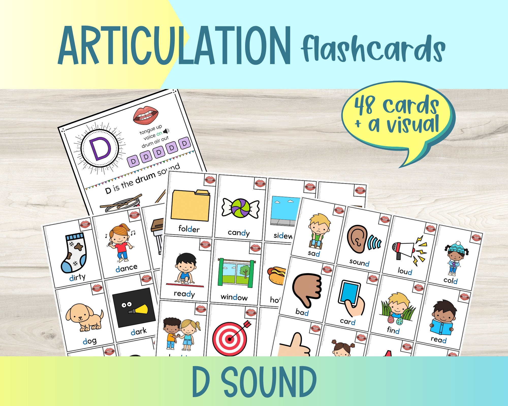Printable D Sound Articulation Flashcards | Speech Therapy ...
