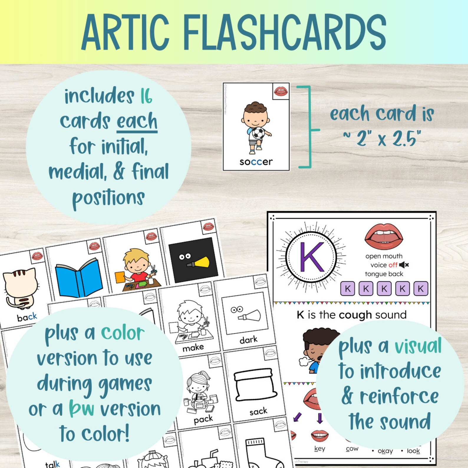 Printable K Sound Articulation Flashcards | Speech Therapy ...