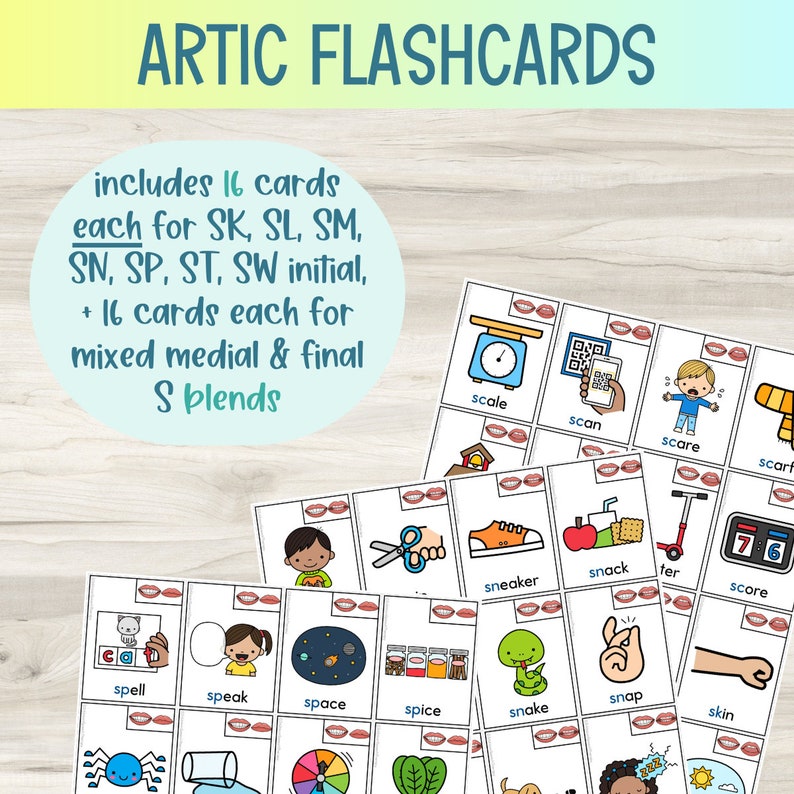 Printable S Sound and S Blends Articulation Flashcards | Speech Therapy ...