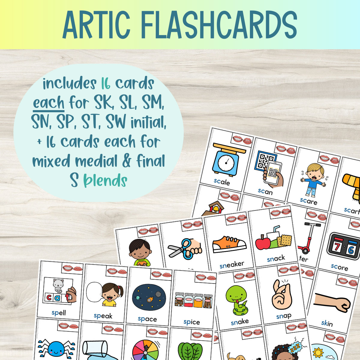Printable S Sound and S Blends Articulation Flashcards | Speech Therapy ...