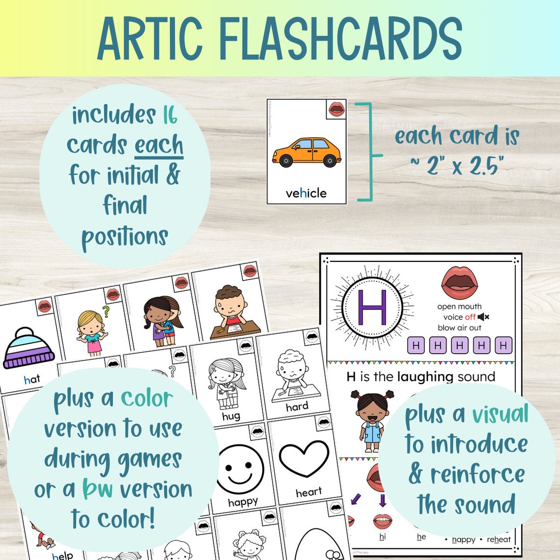 Printable H Sound Articulation Flashcards | Speech Therapy Picture ...