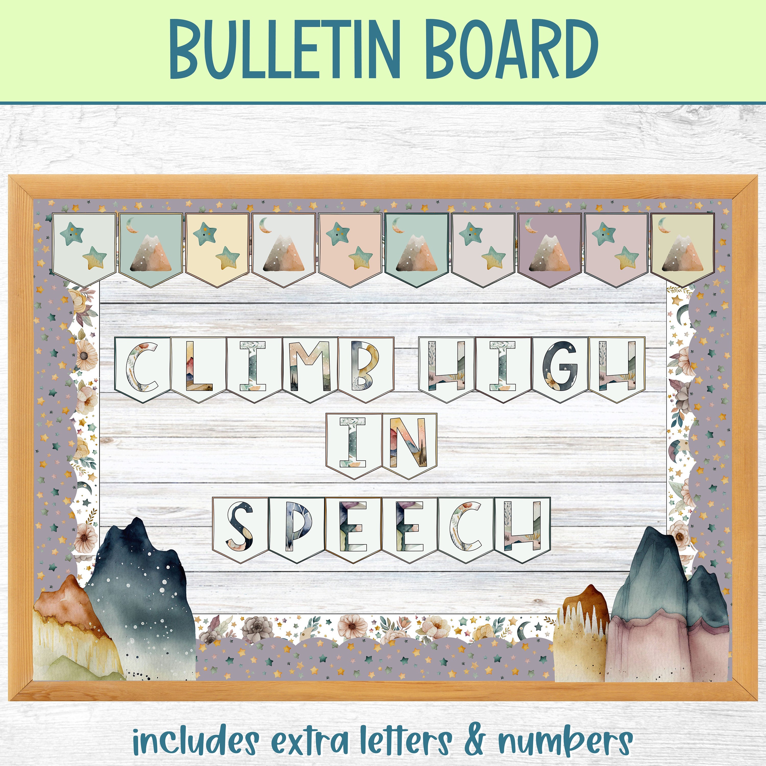 Printable Boho Mountain Speech Therapy Room Decor Bundle | Bulletin ...