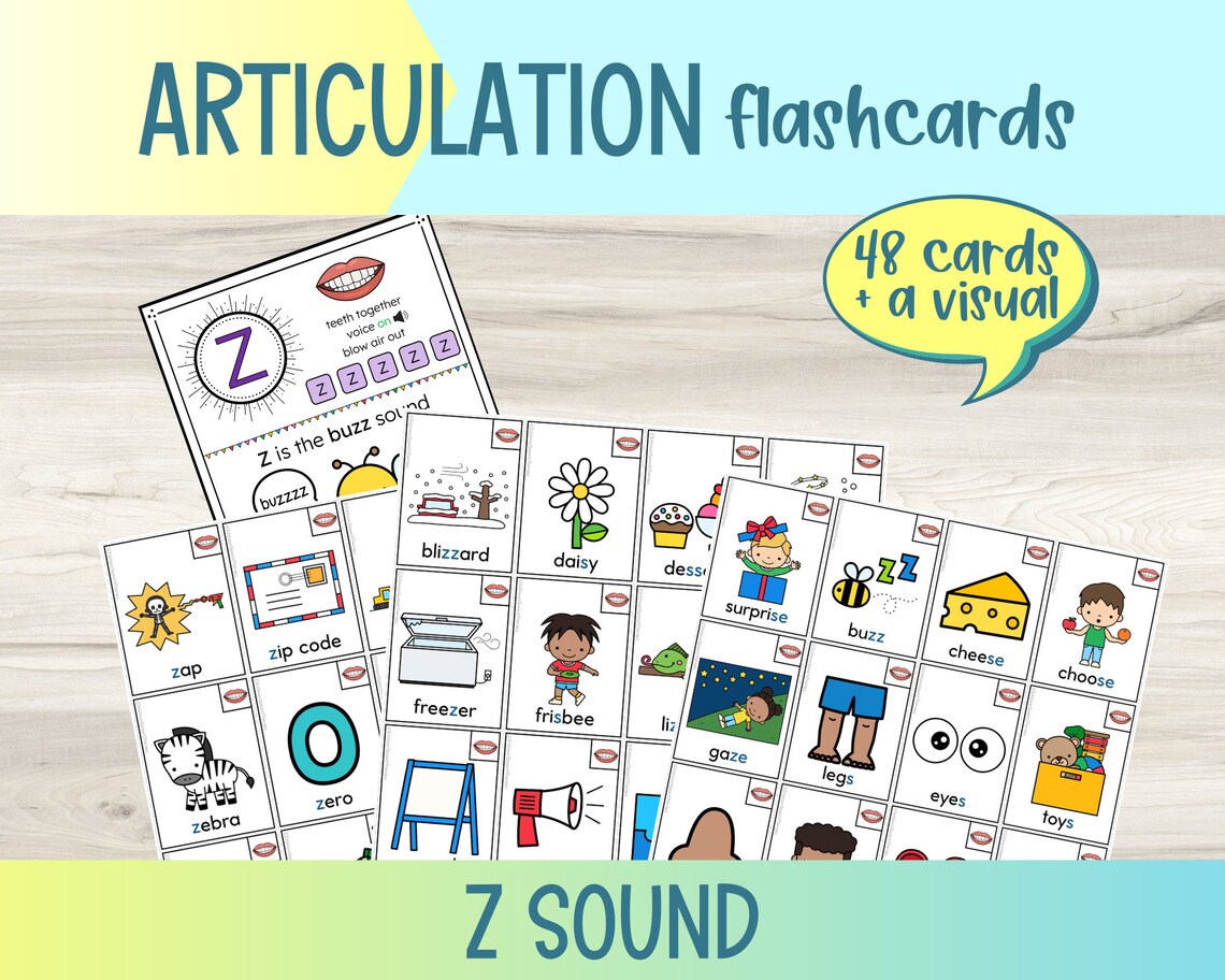 Printable Z Sound Articulation Flashcards | Speech Therapy ...