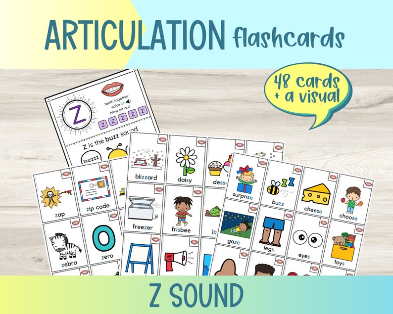 Printable Z Sound Articulation Flashcards | Speech Therapy ...