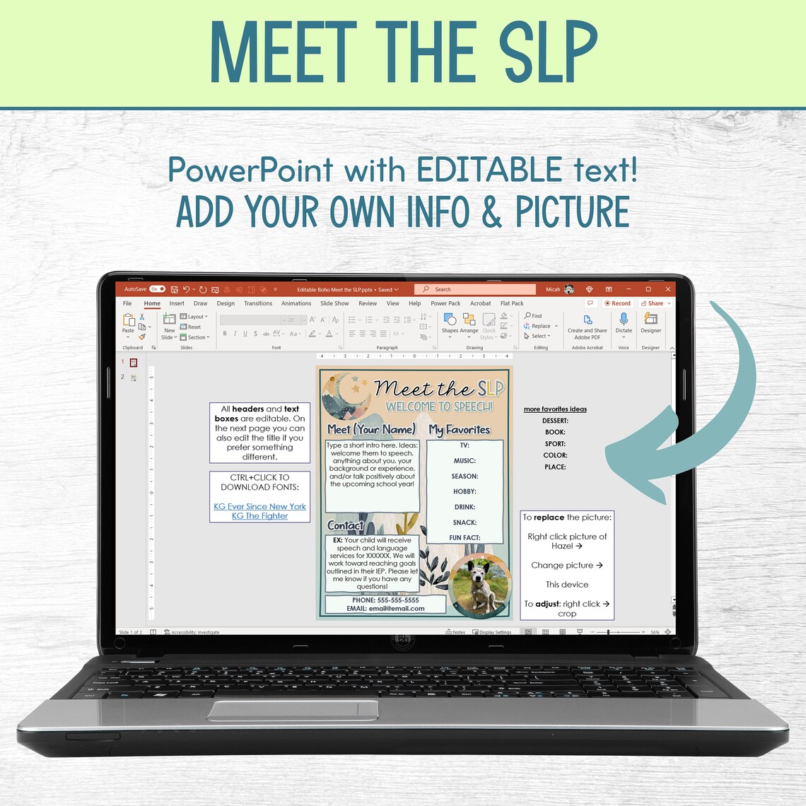 Boho Mountain Meet the SLP or Teacher Handout | Editable Speech ...