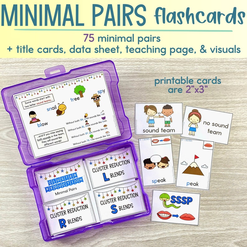 Printable Cluster Reduction Minimal Pairs Picture Cards - Etsy