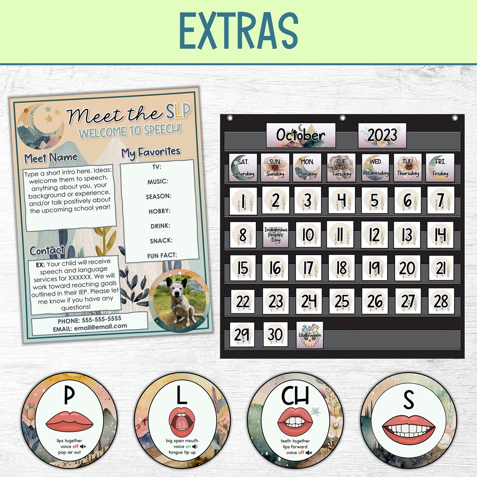 Printable Boho Mountain Speech Therapy Room Decor Bundle | Bulletin ...