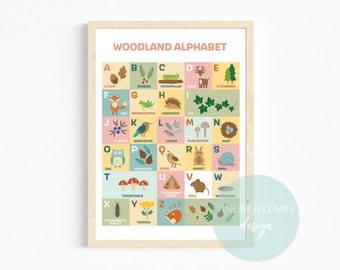 Woodland Alphabet Digital Download, Playroom Learning, Educational ...