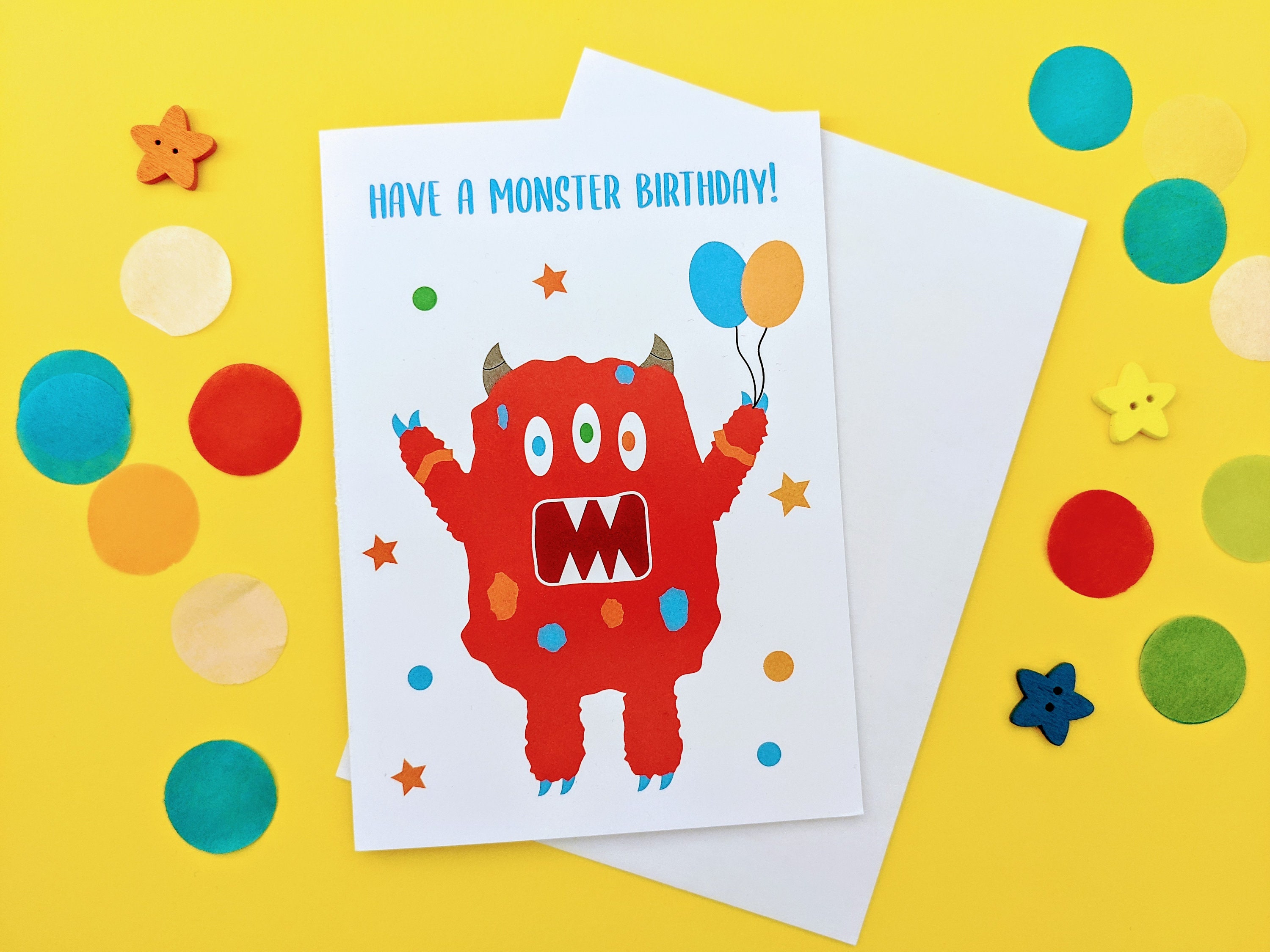 Kids Monster Birthday Card Have a Monster Birthday - Etsy UK