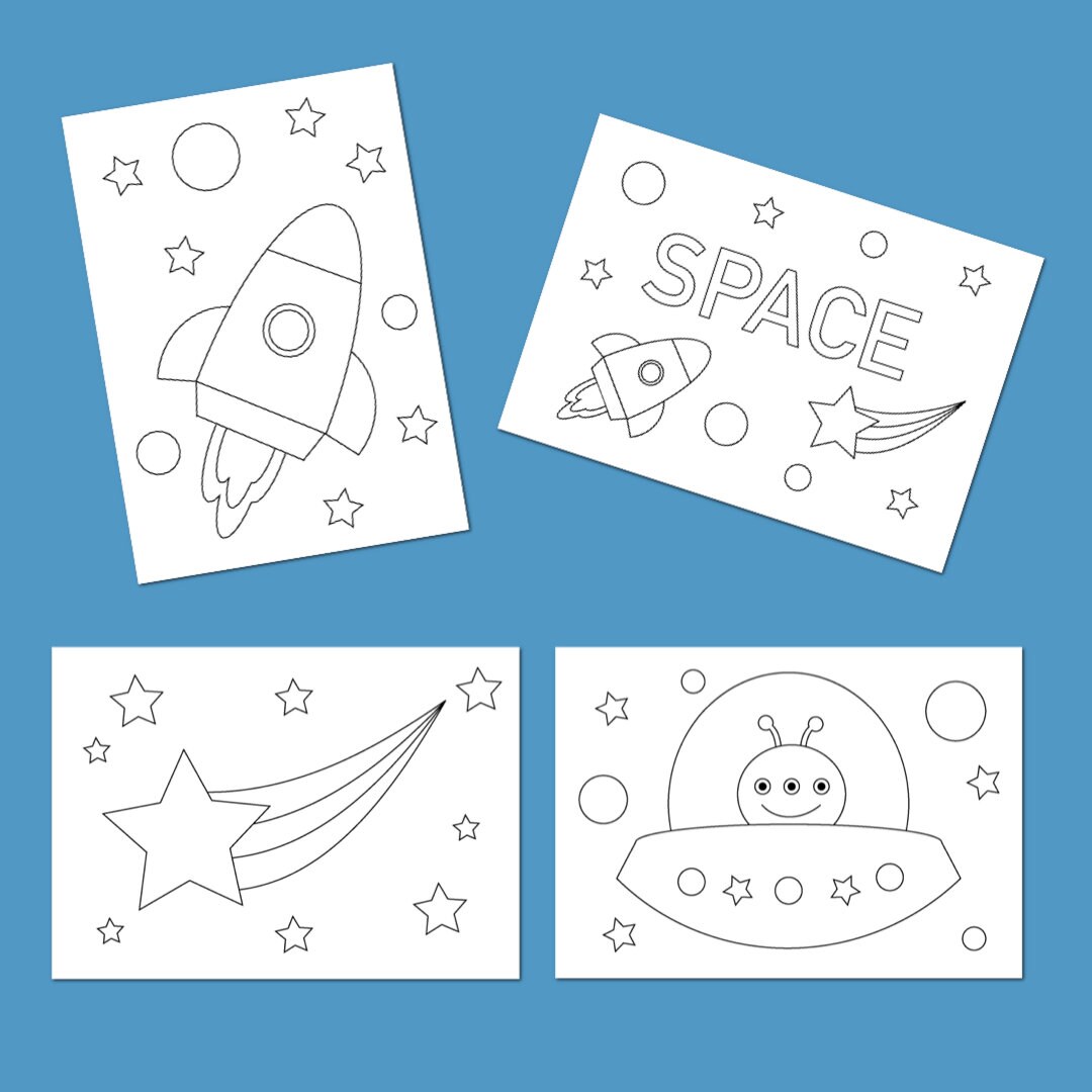 Space Colouring Postcards - Etsy