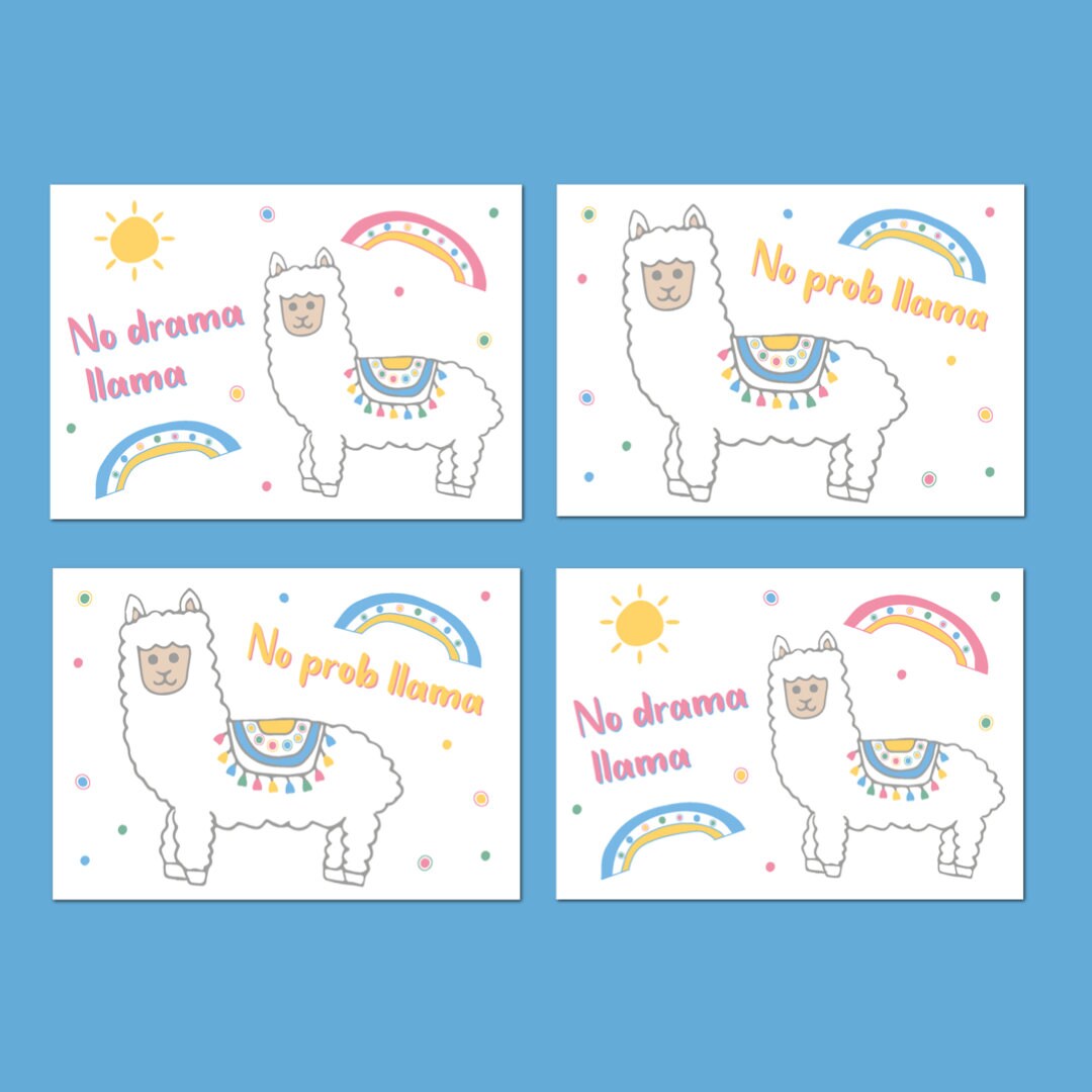Llama Postcards Pack of 4 - Etsy UK