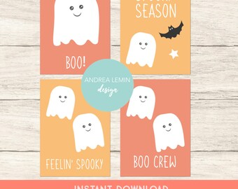Set of FOUR Printable Boho Halloween Prints, Instant Download ...