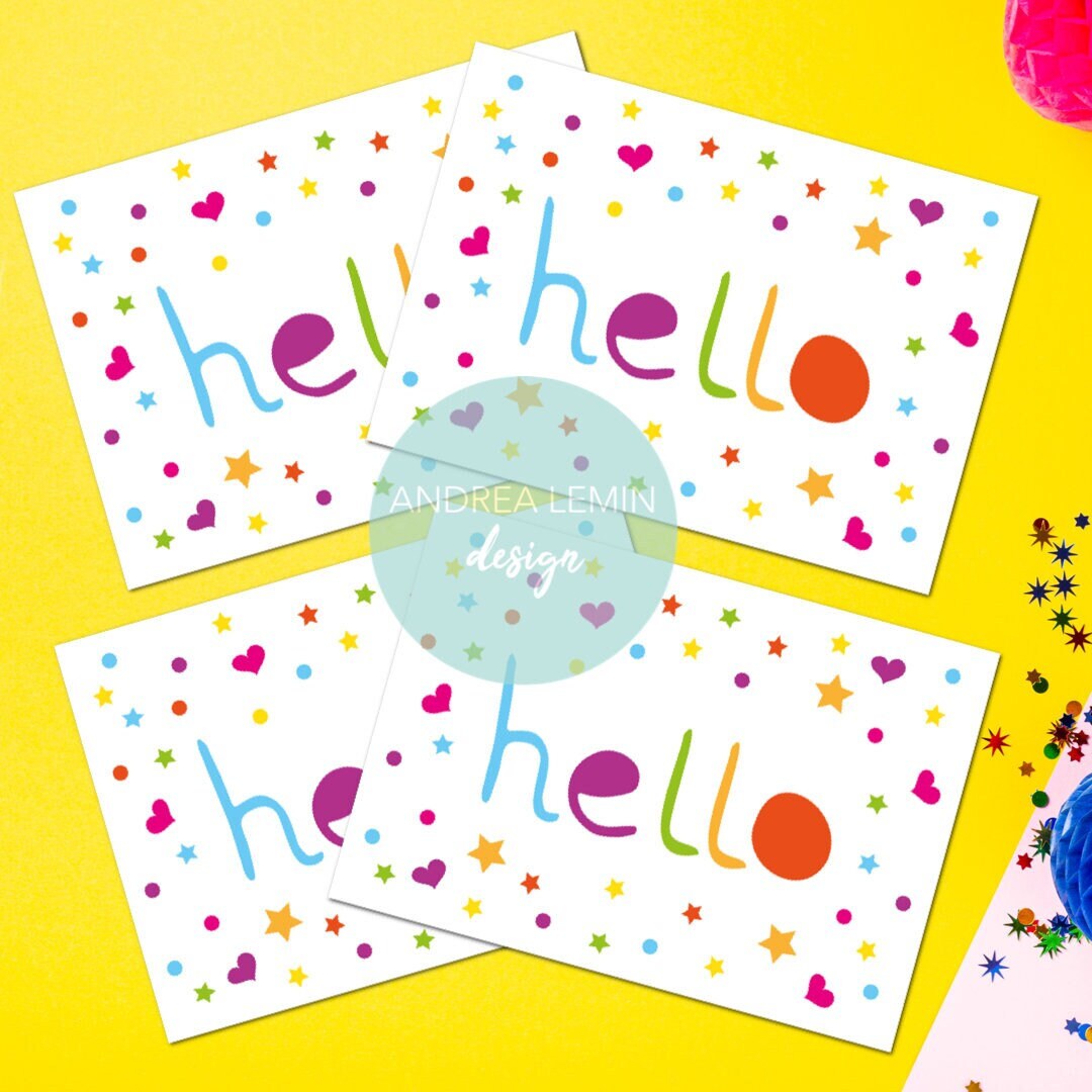 Hello Postcard Pack of 4 - Etsy