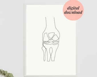 Knee Anatomy Printables | Minimalist Abstract Line Art Illustrations ...
