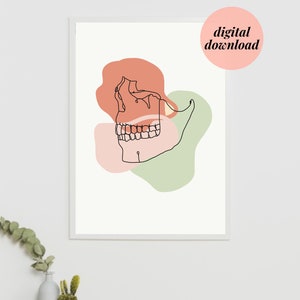 Jaw Mandible Side View | Anatomy Illustration Line Art | Minimalist ...