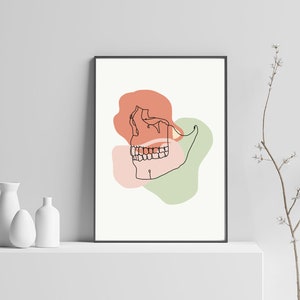 Jaw Mandible Side View Anatomy Illustration Line Art Minimalist ...