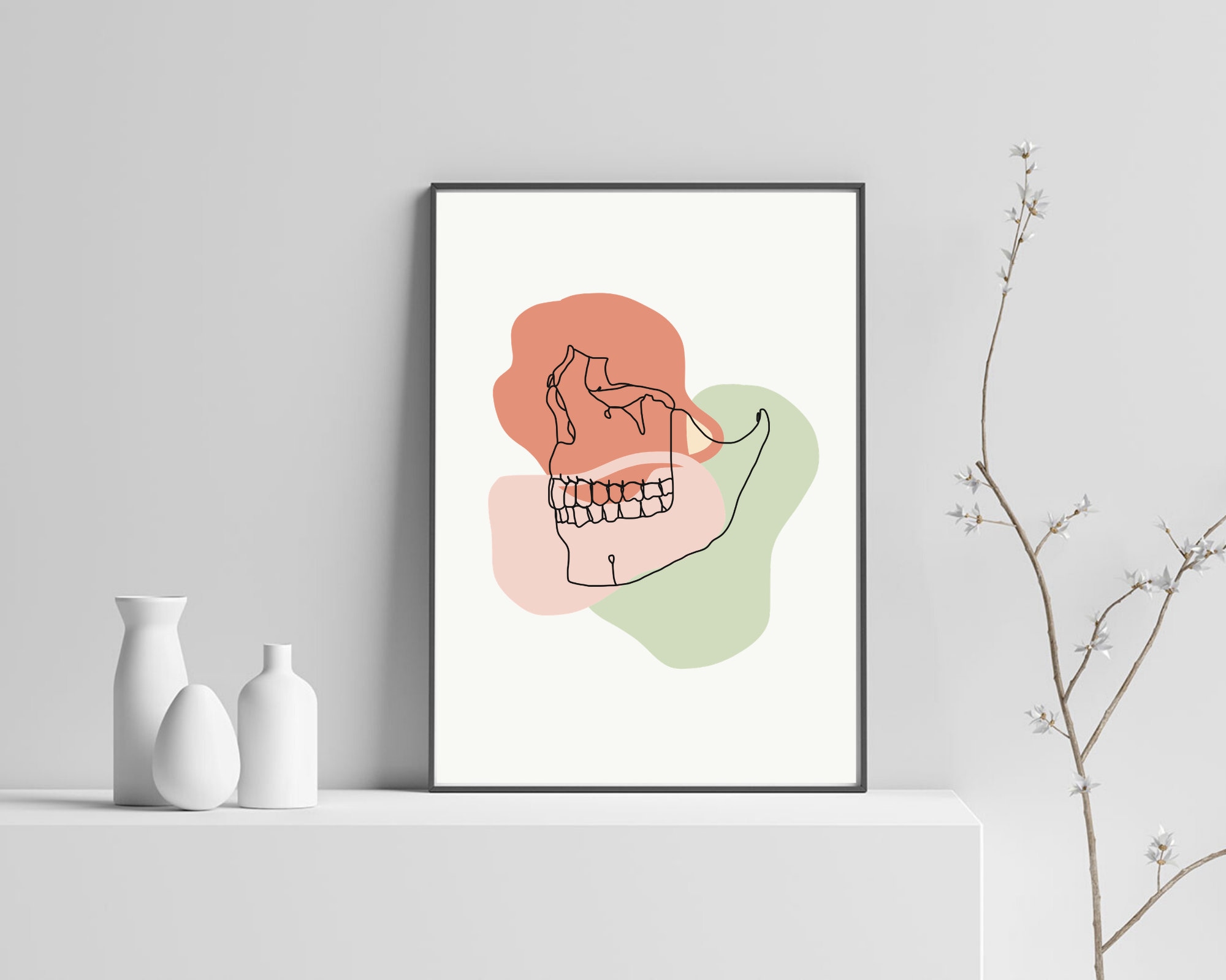 Jaw Mandible Side View Anatomy Illustration Line Art Minimalist ...