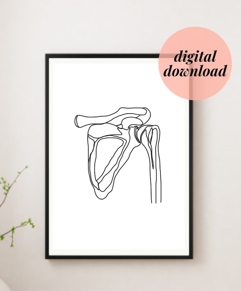 Shoulder Black and White Anatomy Printable | Minimalist Abstract Line ...