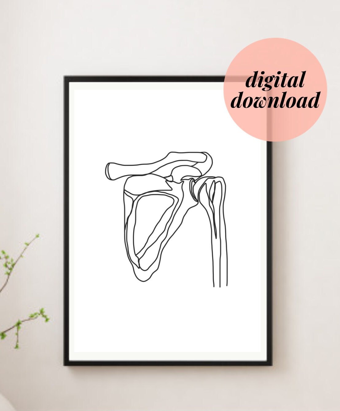 Shoulder Black and White Anatomy Printable | Minimalist Abstract Line ...