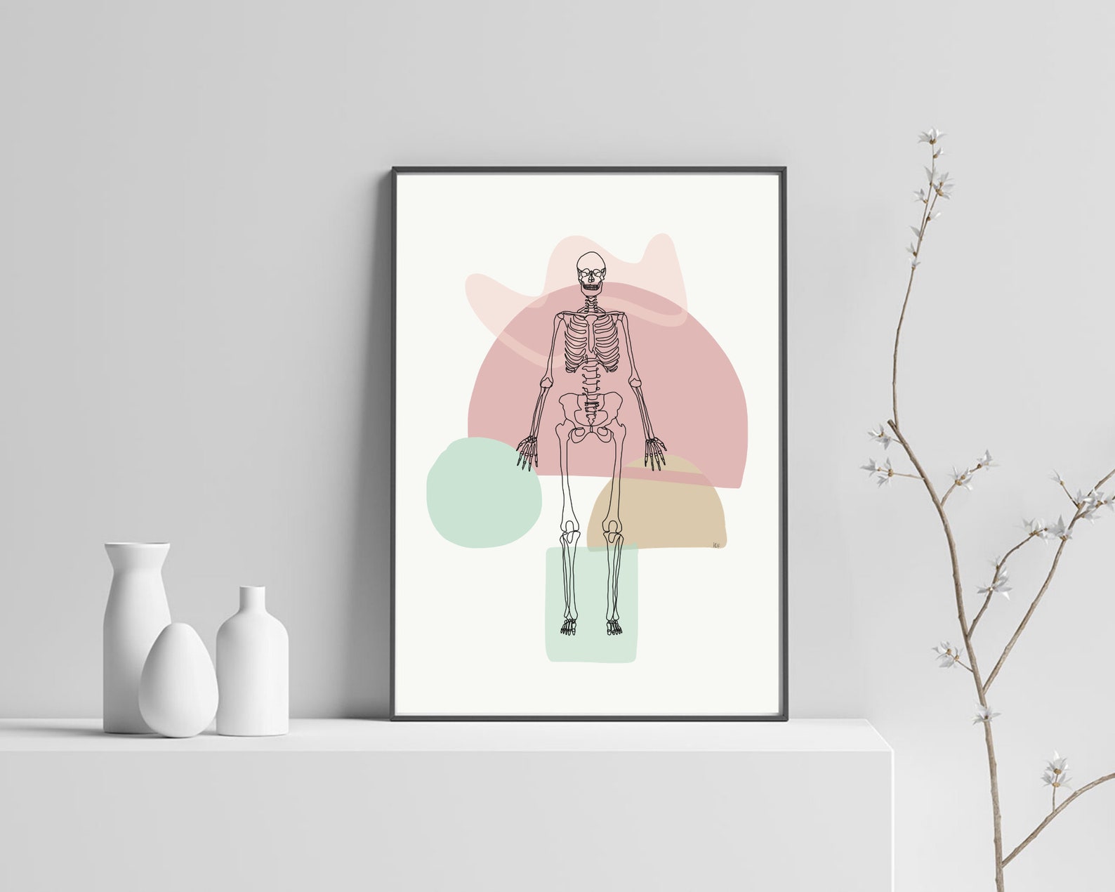 Skeleton Minimal Line Abstract Print Bones Human Anatomy Picture ...