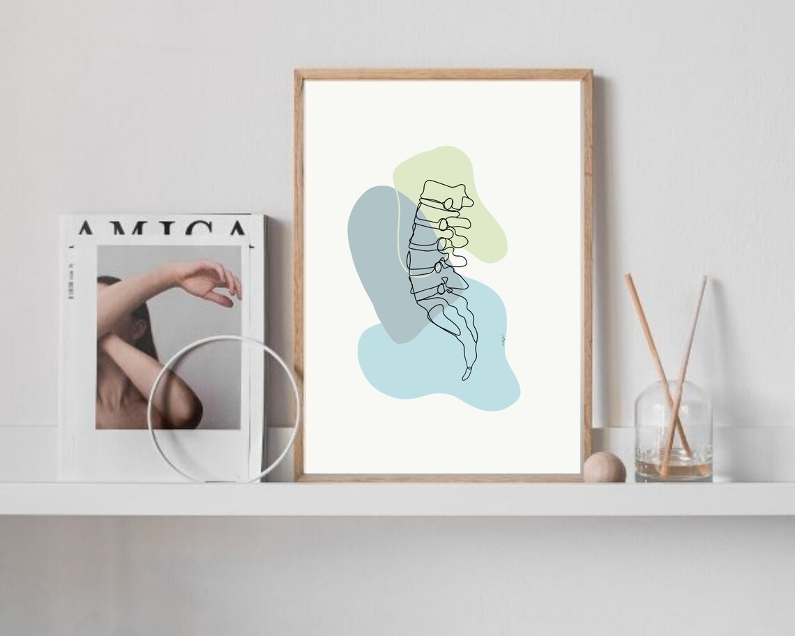 Lumbar Spine Print Human Anatomy Abstract Minimal Line Art Spinal Print ...