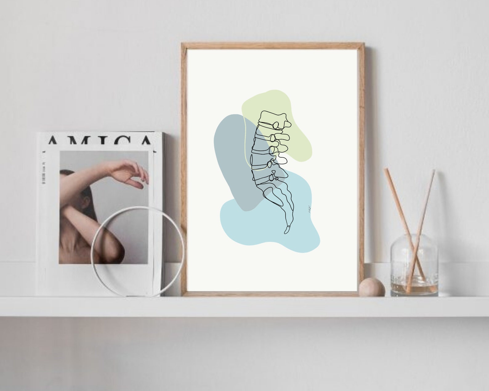 Lumbar Spine Print | Human Anatomy Abstract Minimal Line Art Spinal ...