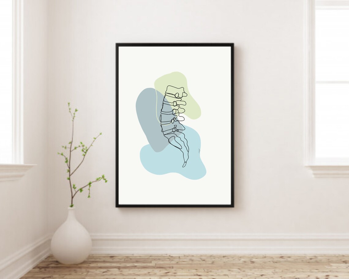 Lumbar Spine Print Human Anatomy Abstract Minimal Line Art Spinal Print ...