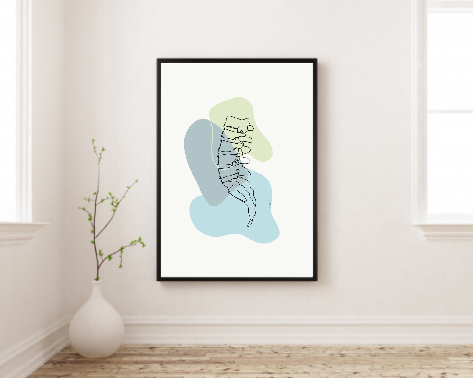 Lumbar Spine Print | Human Anatomy Abstract Minimal Line Art Spinal ...