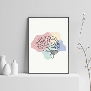 Brain Printable | Human Anatomy Minimal Neurology Neuro Line Art ...