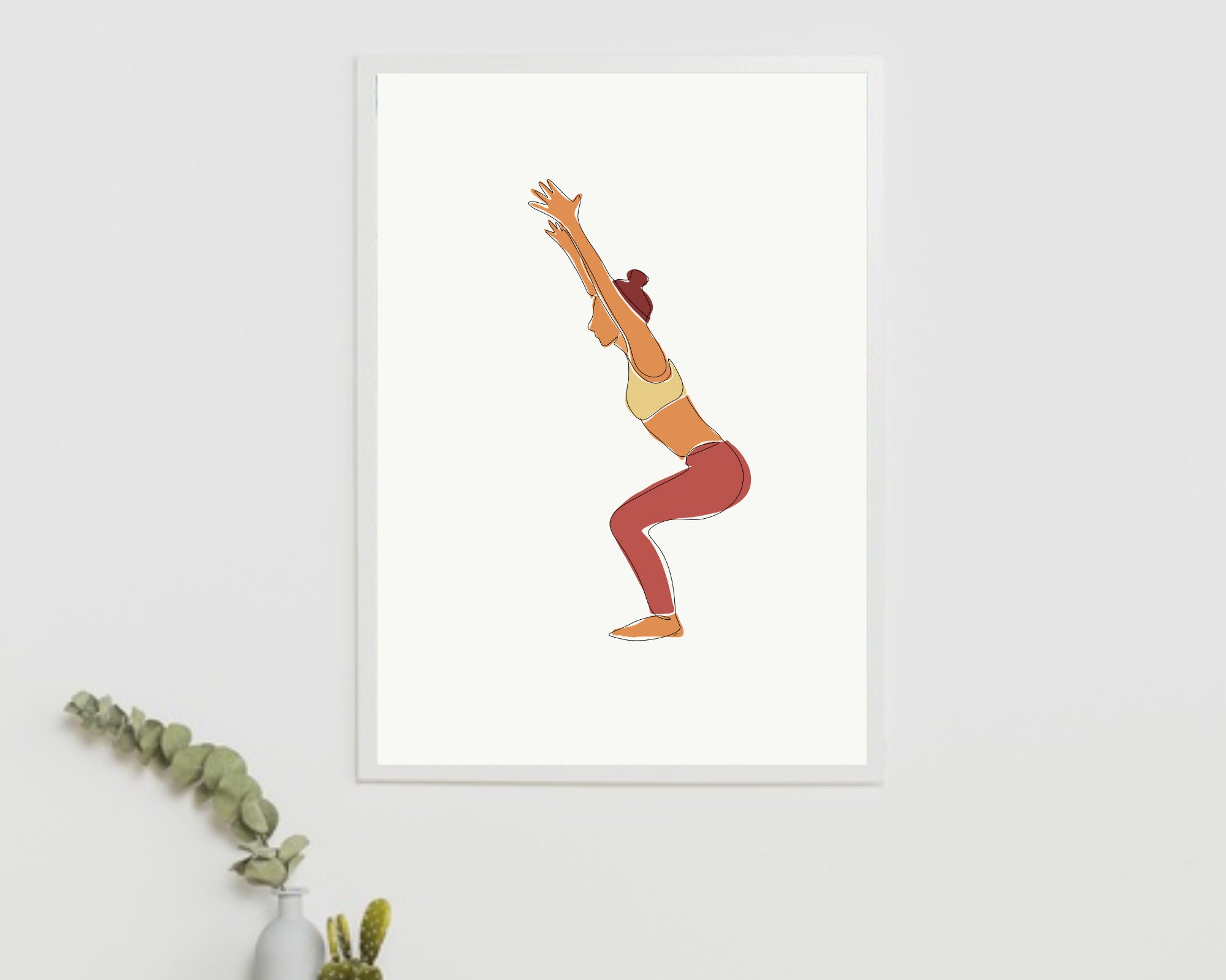 Chair Pose Yoga Printable | Yogi Minimalist Abstract Pilates Barre ...