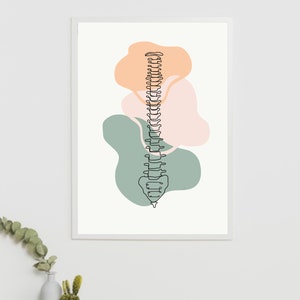 Full Spine Front View | Spinal Column Line Anatomy Drawing Minimalist ...