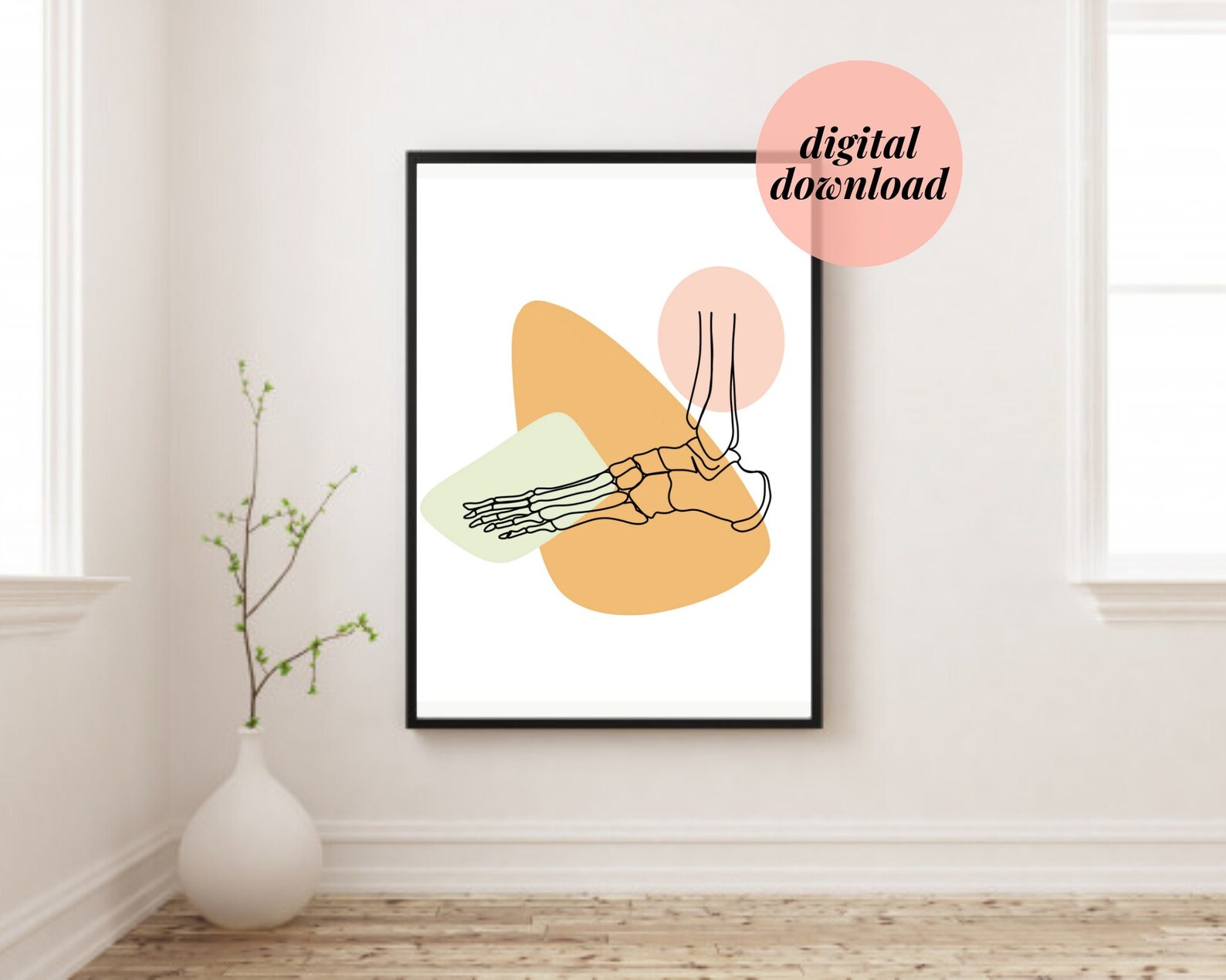 Lateral Foot Anatomy Art | Minimalist Abstract Line Illustration ...