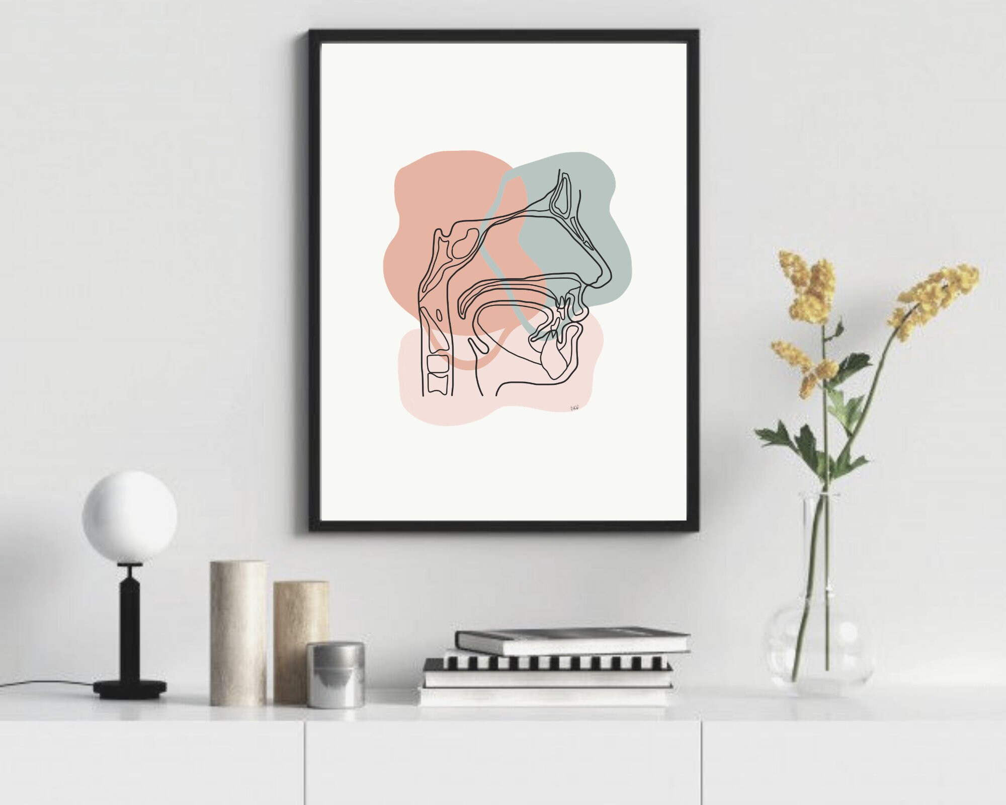 Ear Nose Throat ENT Mouth Trachea | Anatomy Drawing Minimalist Abstract ...