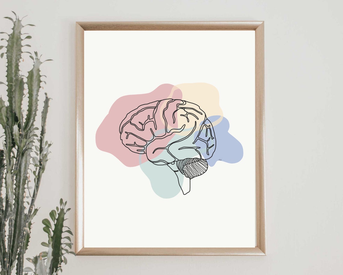 Brain Printable | Human Anatomy Minimal Neurology Neuro Line Art ...