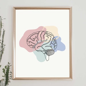 Brain Printable | Human Anatomy Minimal Neurology Neuro Line Art ...