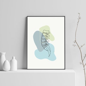 Lumbar Spine Print | Human Anatomy Abstract Minimal Line Art Spinal ...
