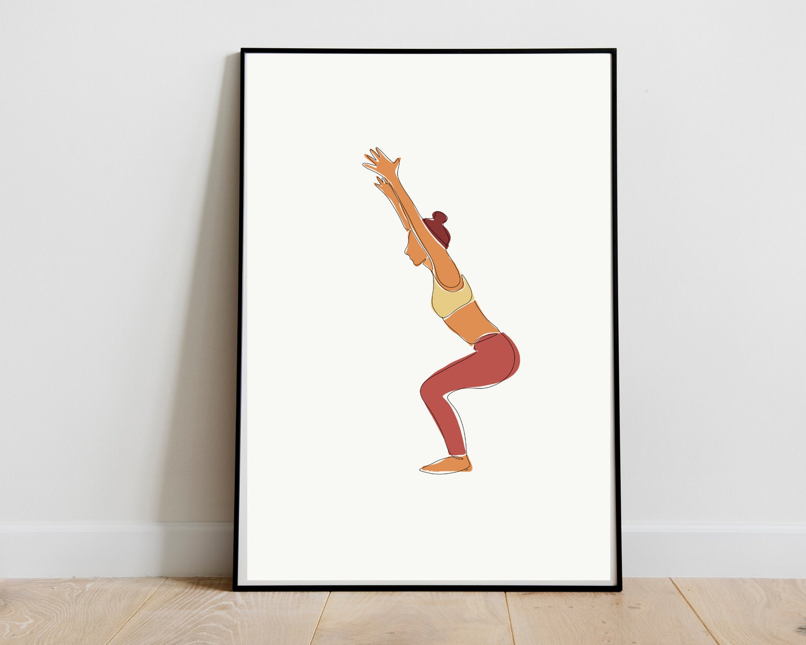 Chair Pose Yoga Printable | Yogi Minimalist Abstract Pilates Barre ...