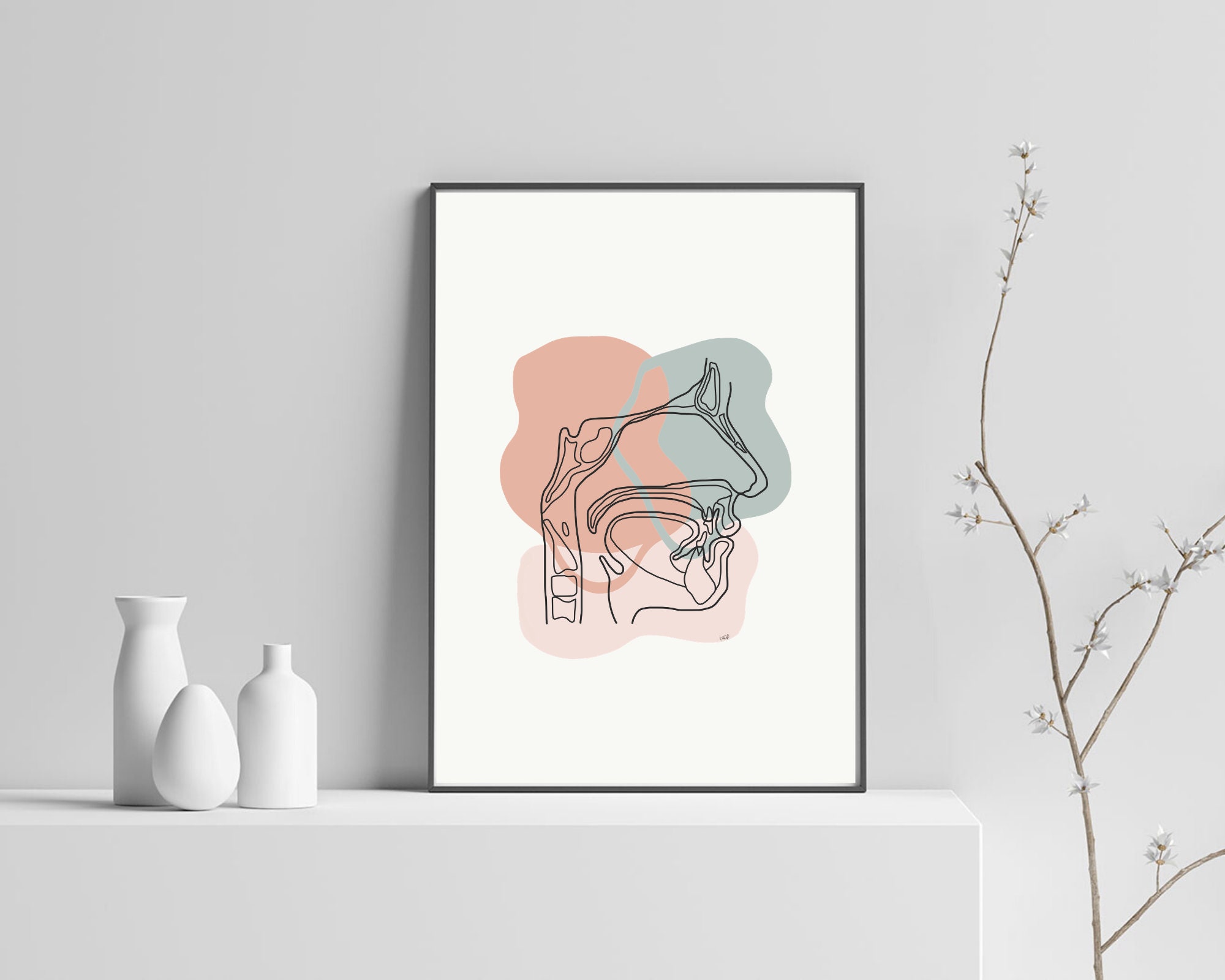 Ear Nose Throat ENT Mouth Trachea | Anatomy Drawing Minimalist Abstract ...