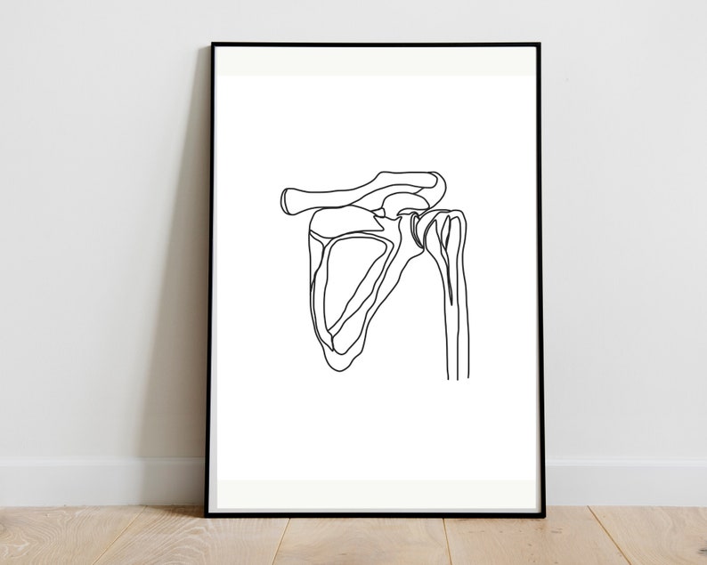 Shoulder Black and White Anatomy Printable | Minimalist Abstract Line ...