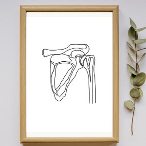 Shoulder Black and White Anatomy Printable | Minimalist Abstract Line ...