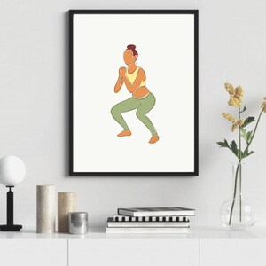 Squat Fitness Exercise | Minimal Abstract Yoga Prints Pilates Barre ...