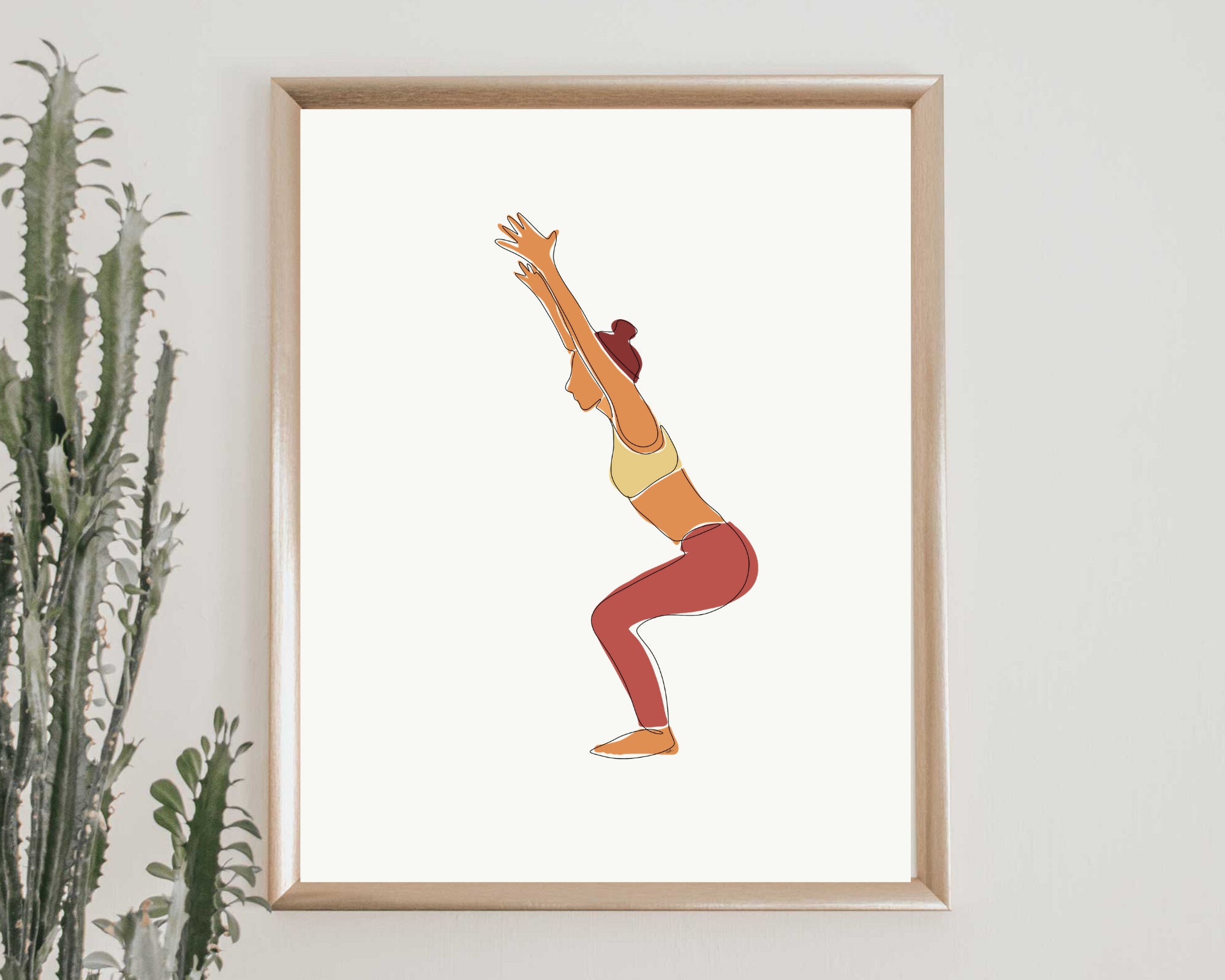 Chair Pose Yoga Printable | Yogi Minimalist Abstract Pilates Barre ...