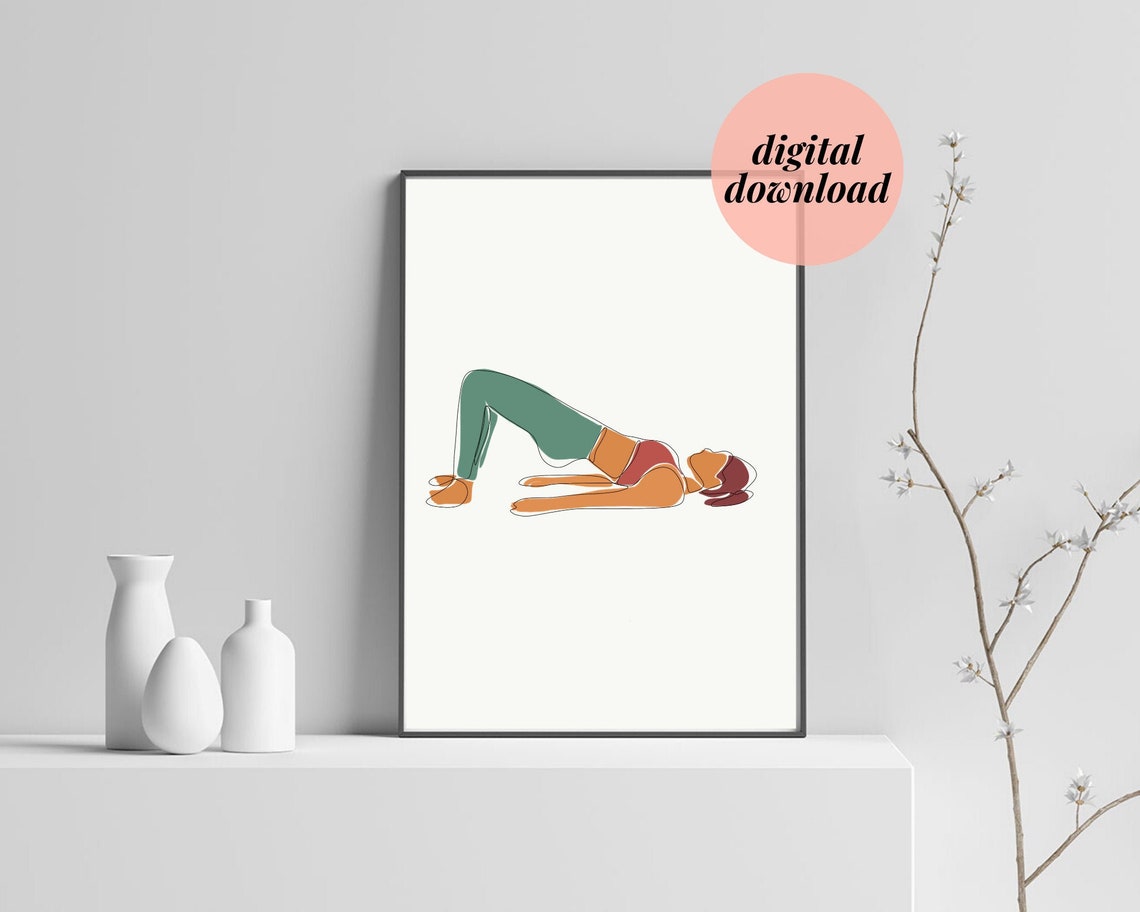 Glute Bridge Exercise Fitness Printable | Yoga Hip Lifts Yogi Pilates ...