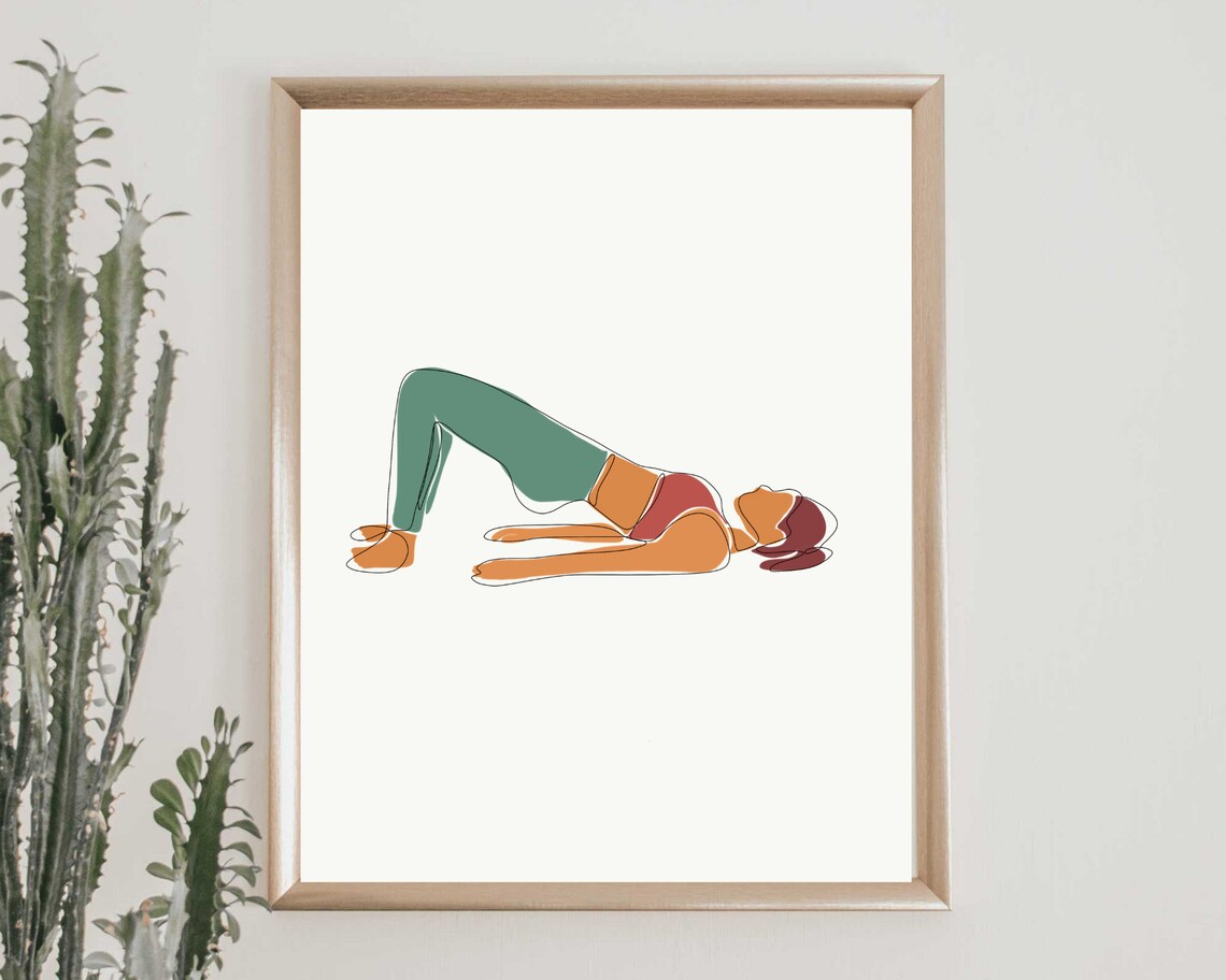 Glute Bridge Exercise Fitness Printable | Yoga Hip Lifts Yogi Pilates ...