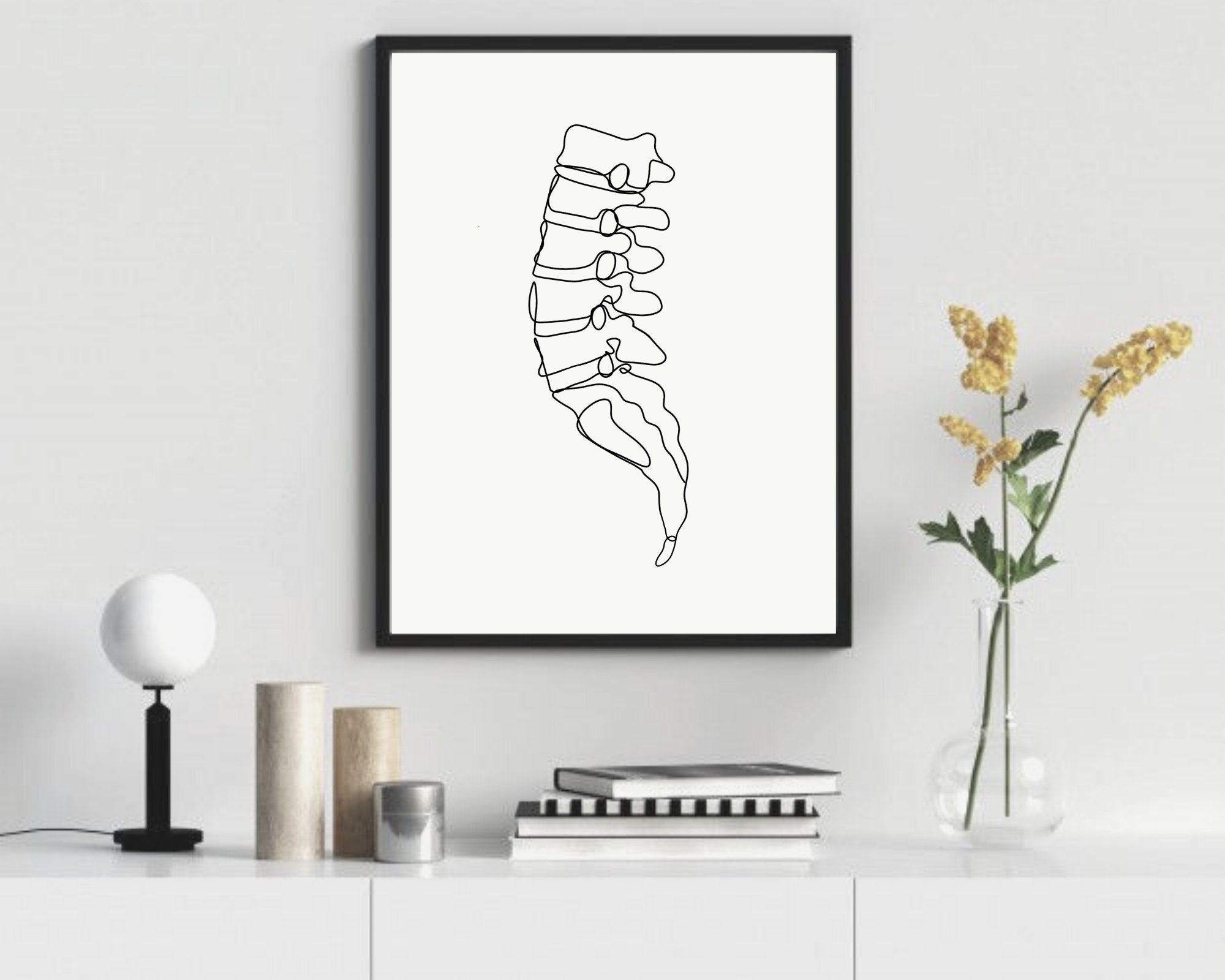 Lumbar Lateral View Minimal Anatomical | Line Anatomy Drawing ...