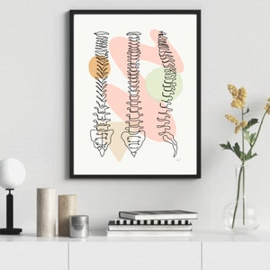 Spine Views 3 | Anatomy Prints Drawing Minimal Abstract Line Art Spinal ...
