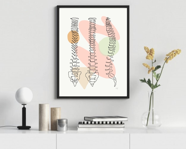 Spine Views 3 | Anatomy Prints Drawing Minimal Abstract Line Art Spinal ...