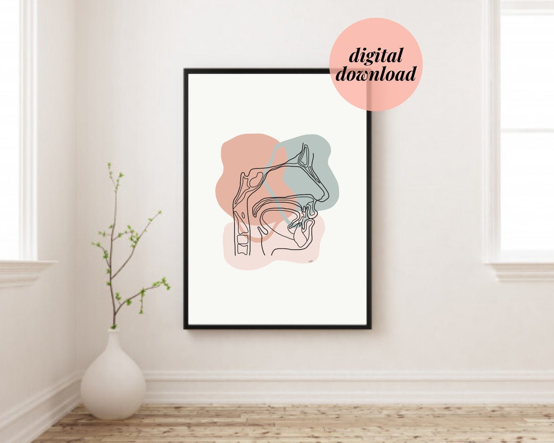 Ear Nose Throat ENT Mouth Trachea | Anatomy Drawing Minimalist Abstract ...