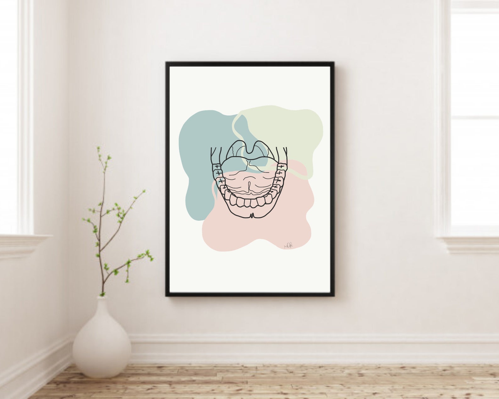 Mouth and Teeth Printable Anatomy Drawing Minimalist | Etsy