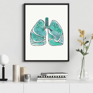 Lung Anatomy Print | Trachea Bronchioles Minimalist Human Anatomical ...